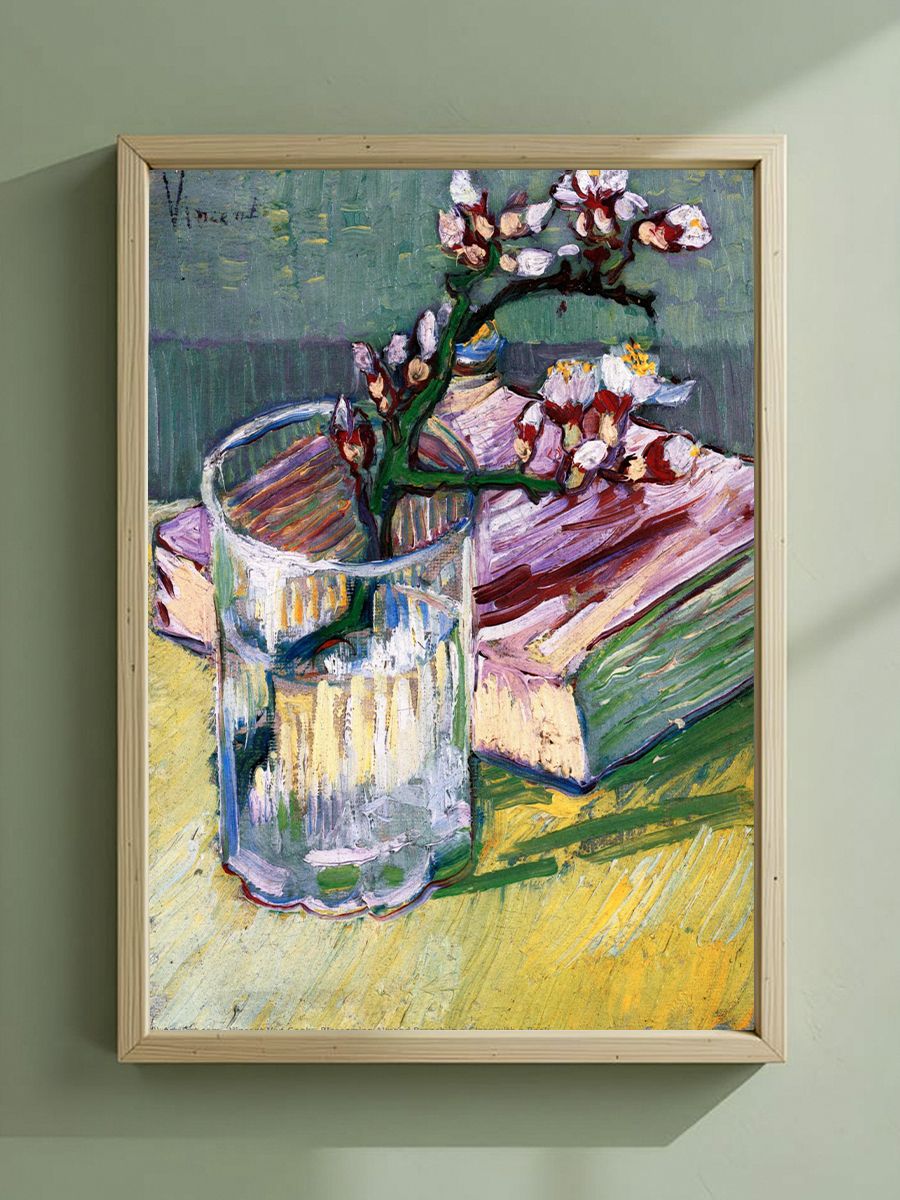 Постер, плакат на стену "Ветка миндаля в стакане - Винсент Ван Гог / Vincent van Gogh" 42 см х 29,7 см (А3), Без Рамы