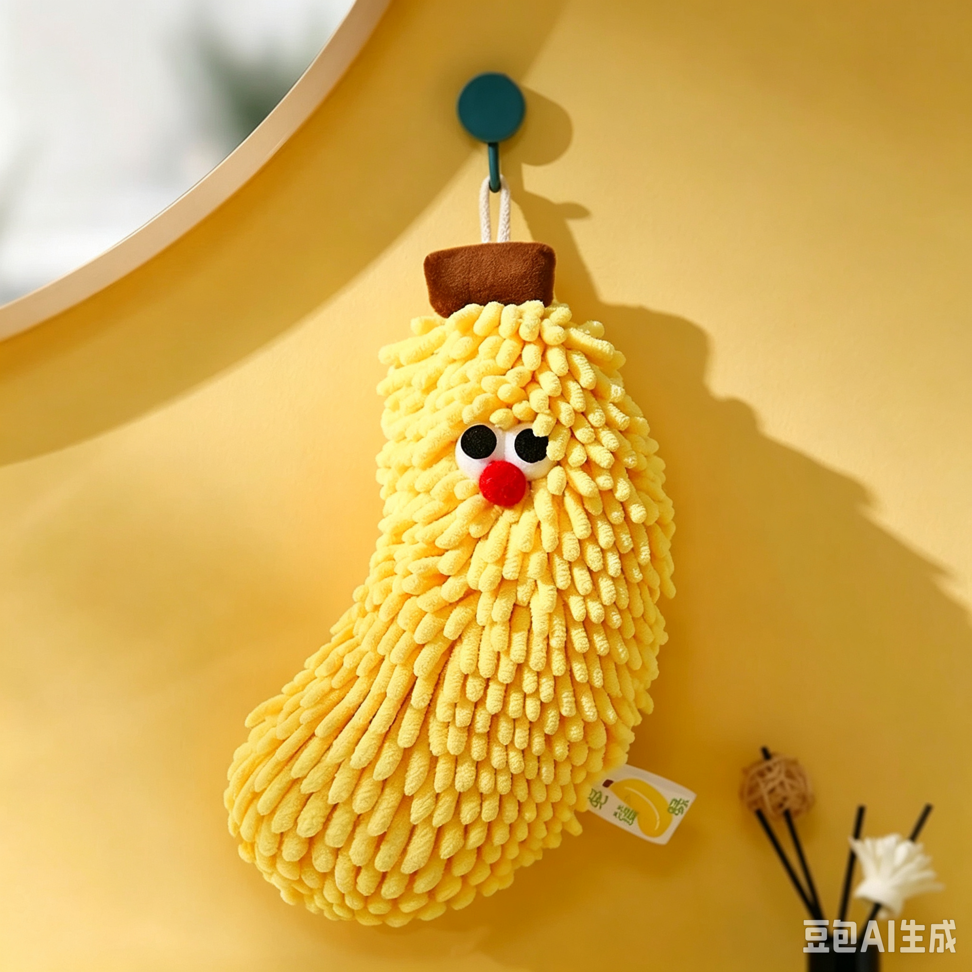 Полотенце, Полотенце для вытирания рук и лица, Синельный материал,24*18cm,1 шт. Забавное полотенце в форме клубнички.