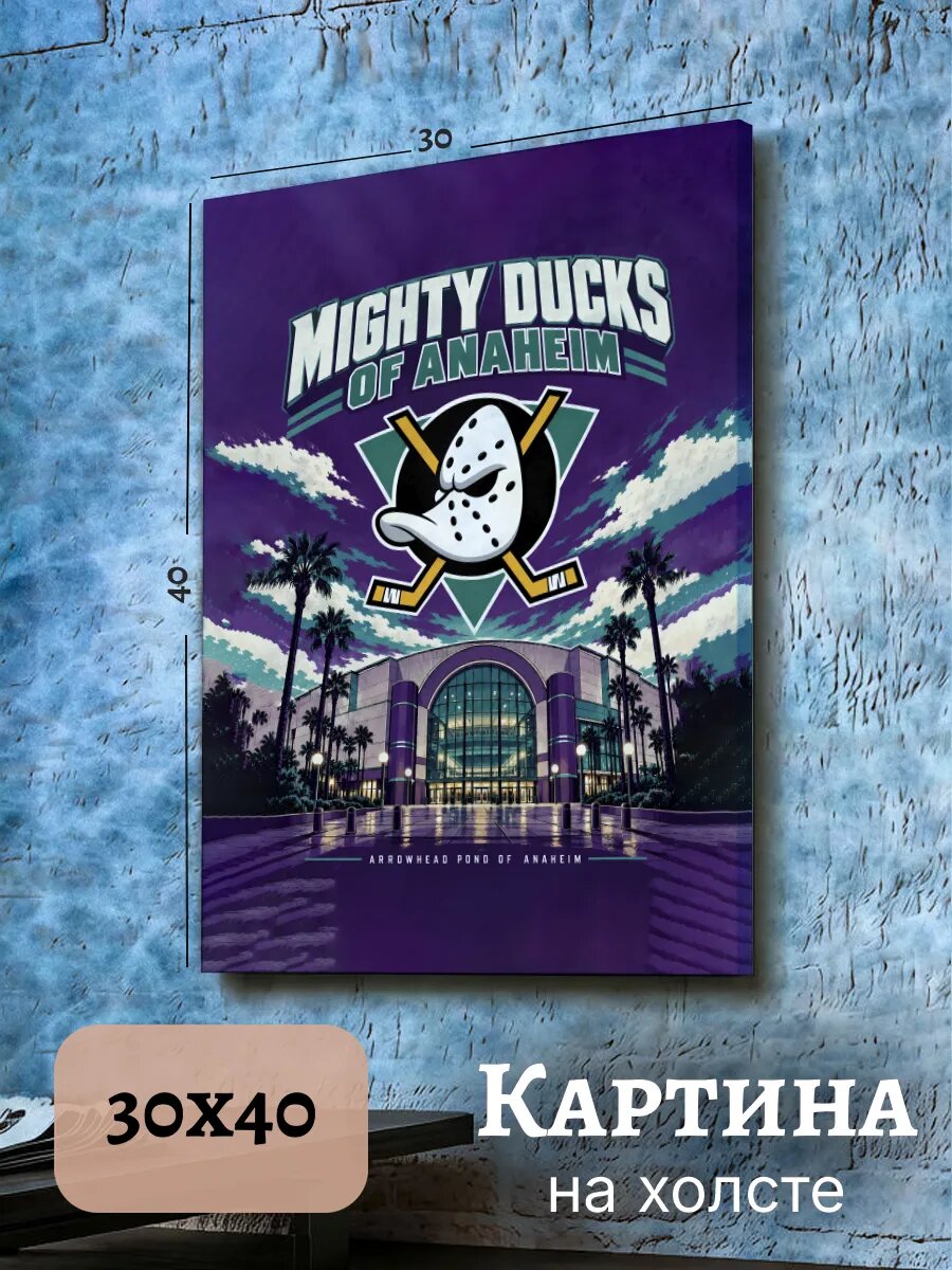Картина Постер Хоккей НХЛ NHL 40x30 майти Дакс из Анахайма