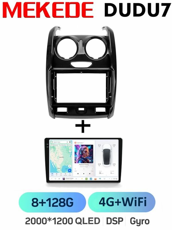 Магнитола 9" Mekede DUDU7 8/128 Gb для Renault Duster 2015-2021, LADA Largus 1 2021 F2 (Рестайлинг) carpay Android