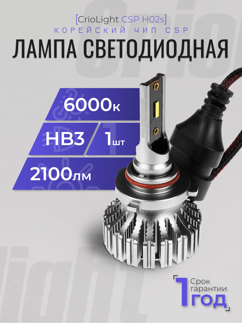 Светодиодная автомобильная лампа CrioLight CSP H02s HB3 1 шт.