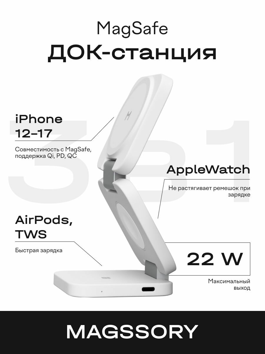 Для iPhone Док-станция с беспроводной зарядкой 3 в 1