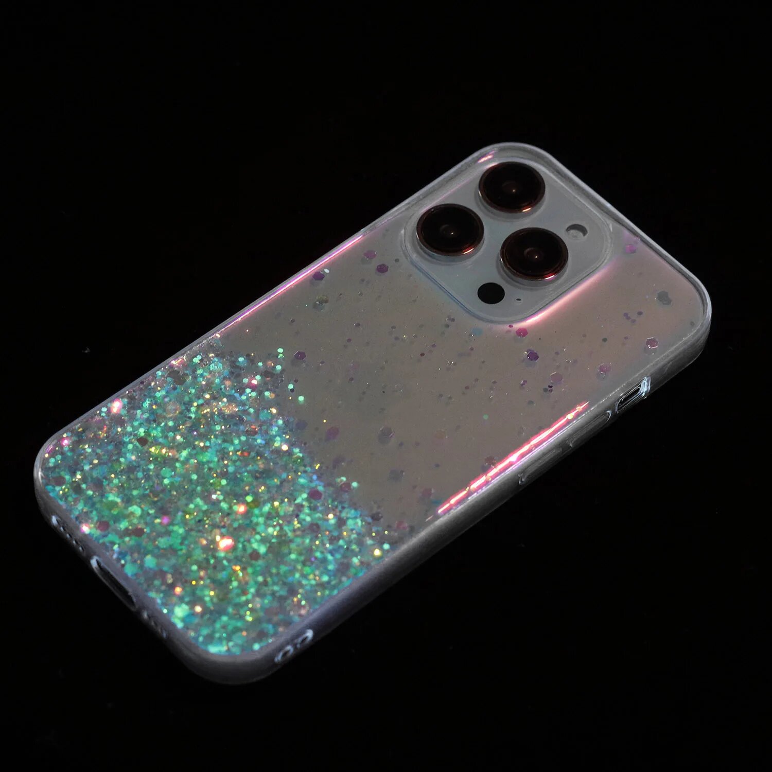 Светящийся чехол с блестками для iPhone 16 Pro Max 15 14 Plus 13 12 11 17, тонкий прозрачный блестящий чехол с эффектом сияния в темноте