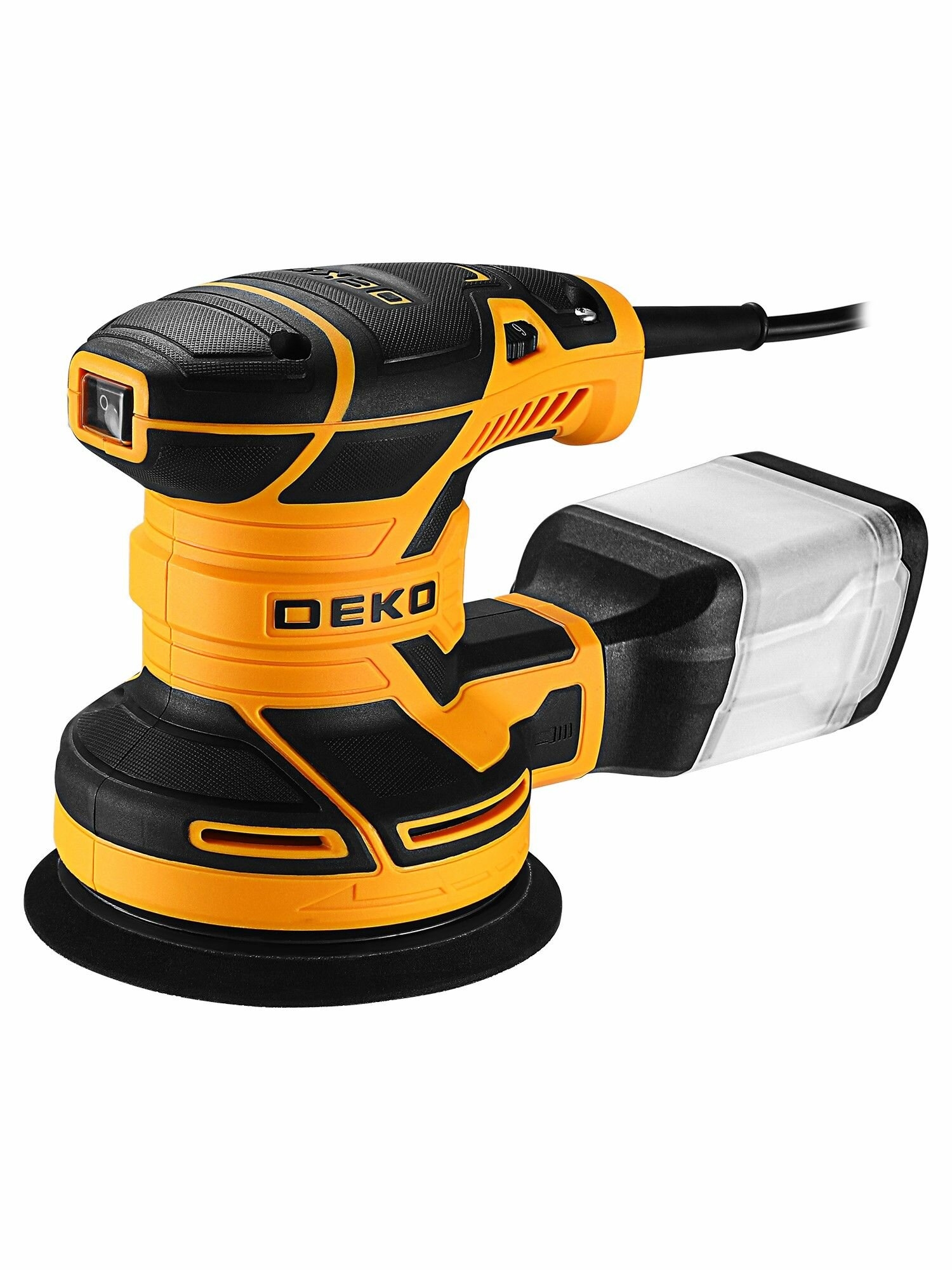 Шлифмашина эксцентриковая сетевая DEKO DK400GDR, с набором оснастки 20шт, 400Вт