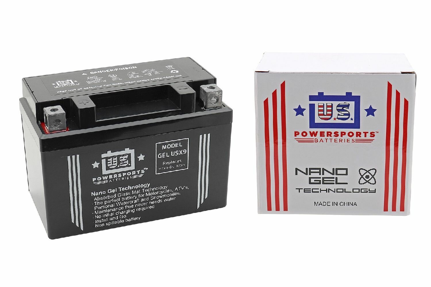 Аккумулятор 12В 9Ач POWERSPORT YTX9-BS (1209) NANO GEL (150*86*105)