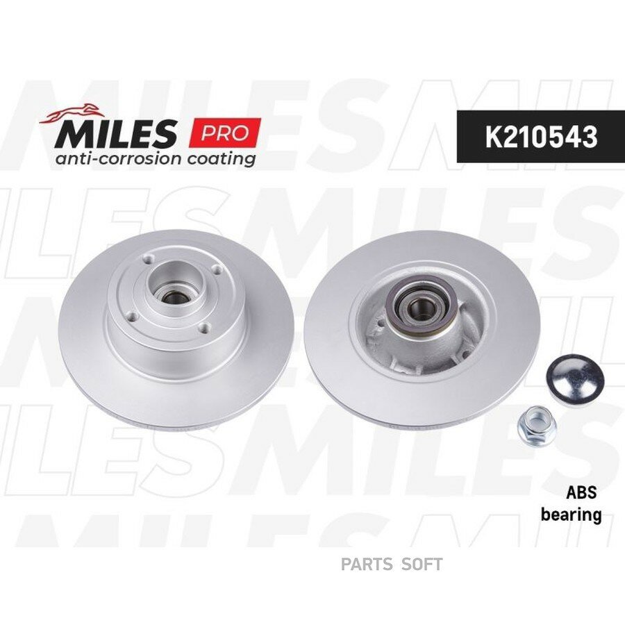 MILES K210543 Диск тормозной RENAULT CLIO III 05-/MEGANE II 02- задний с подшипником ()