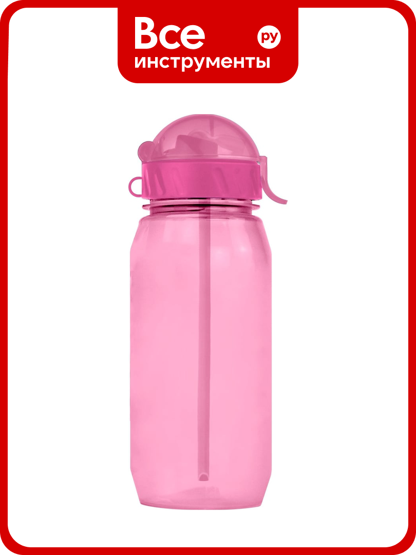 Бутылочка для воды с трубочкой WOWBOTTLES светло-розовая, полипропилен, крышка с трубочкой, для ежедневного питья
