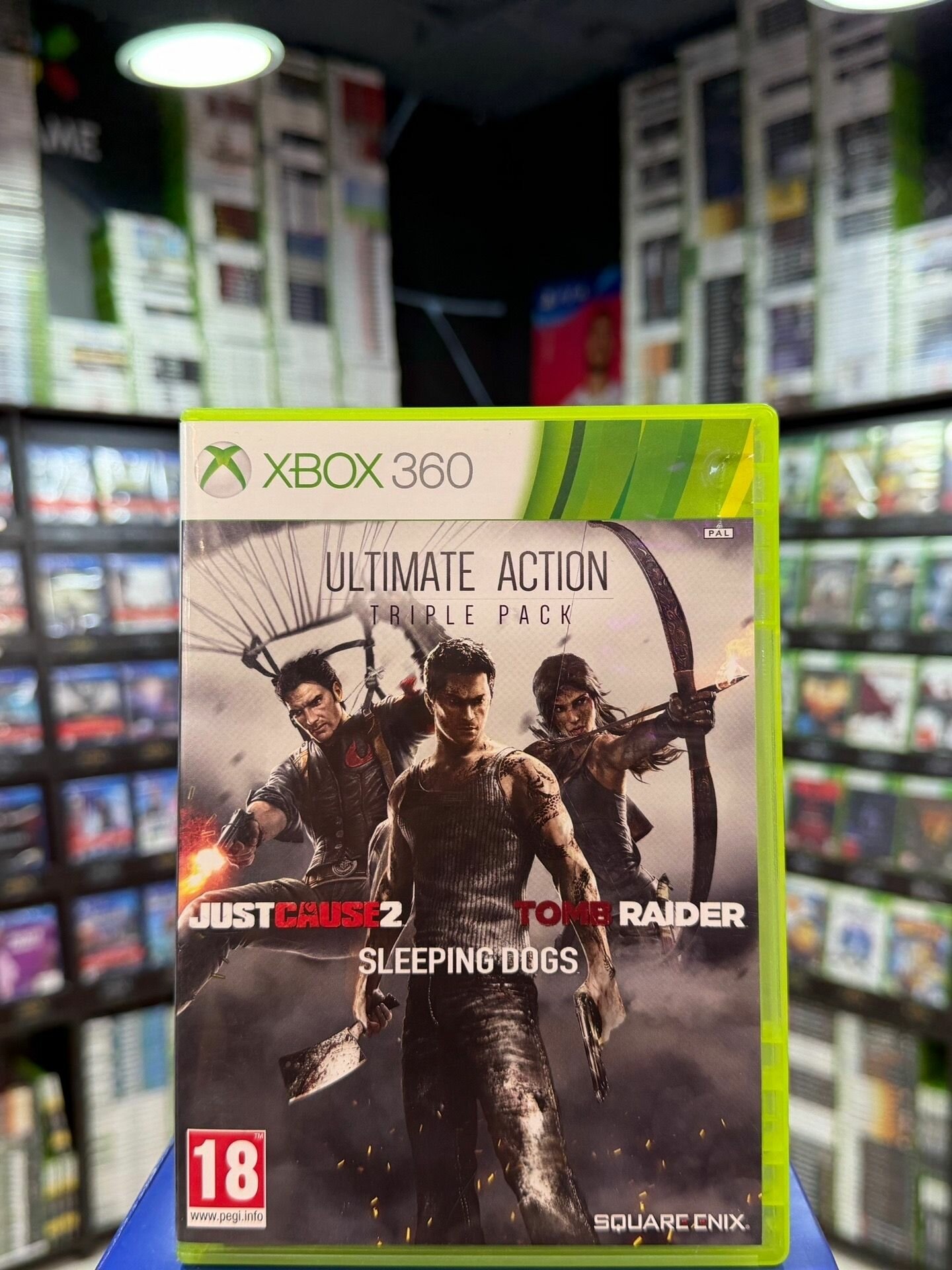 Игра Ultimate Action Triple Pack (Just Cause 2, Sleeping Dogs, Tomb Raider) (Xbox 360) (Box)