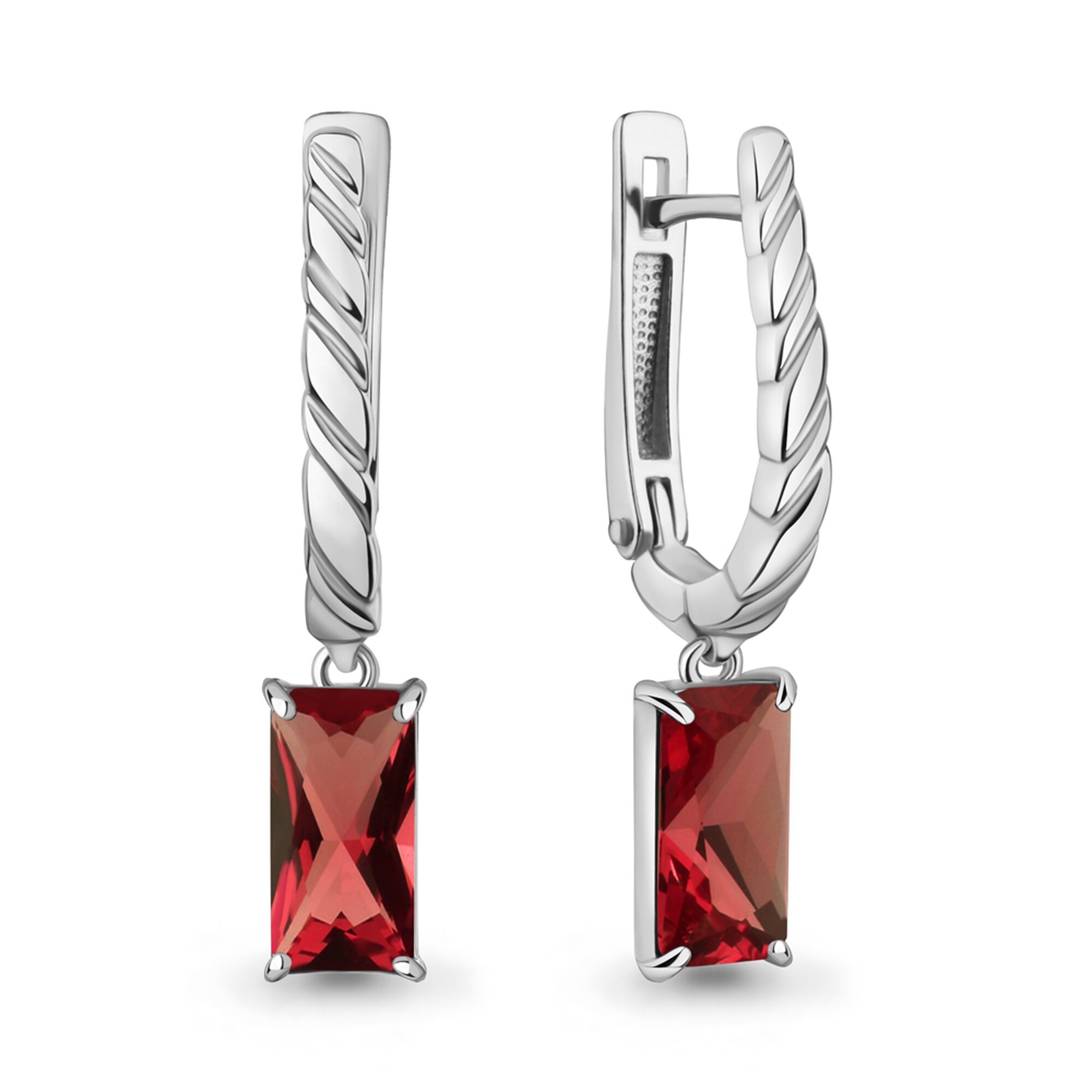 Серьги, серебро, 925 проба, родирование, гранат