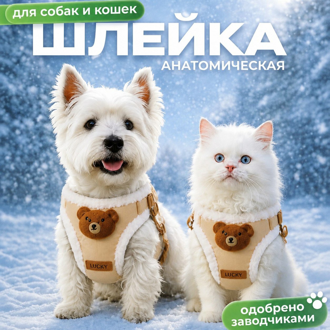 Шлейка с поводком для собак и кошек