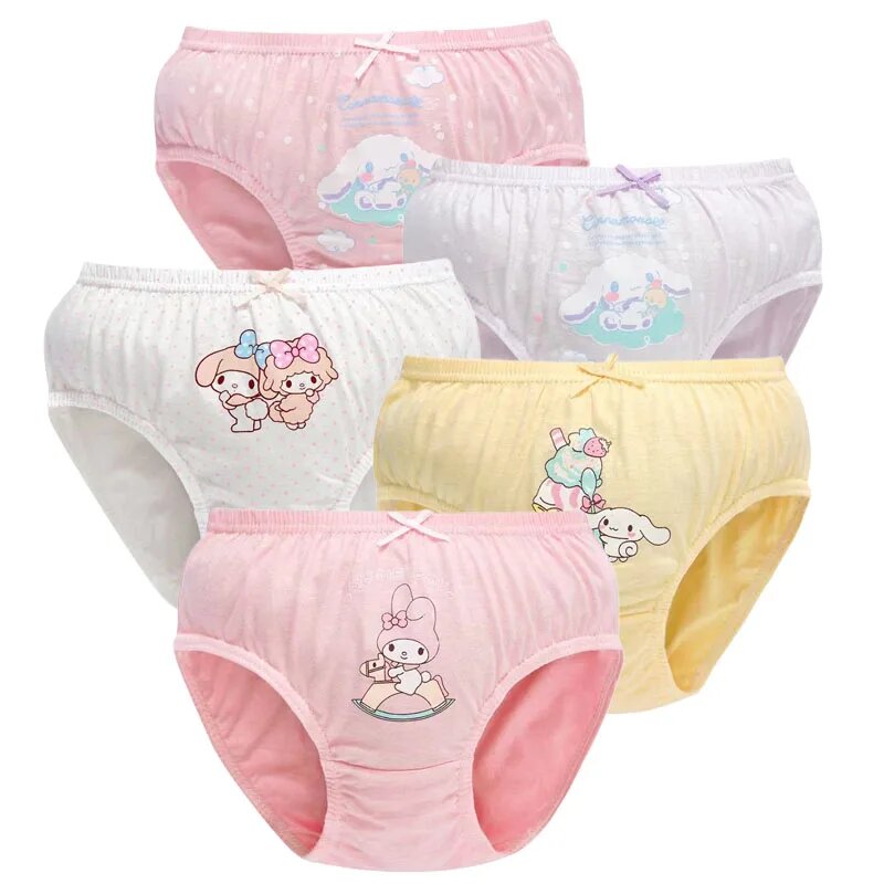 MINISO 5 пар/упаковка милых детских трусиков с мультяшным рисунком Hello Kitty, дышащие трусики из чистого хлопка для девочек, Детский размер: 70 (6-7 лет)