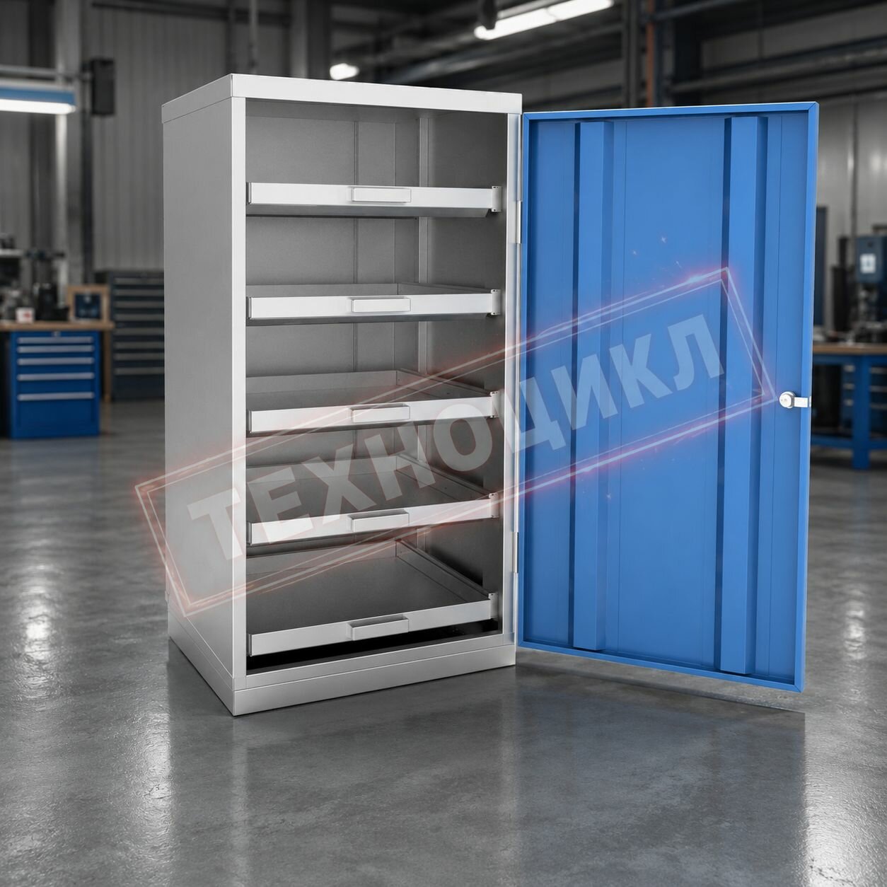 Тумбочка для инструмента ТПМ-12 техноцикл, 500х450х950 мм, металлическая для хранения инструмента