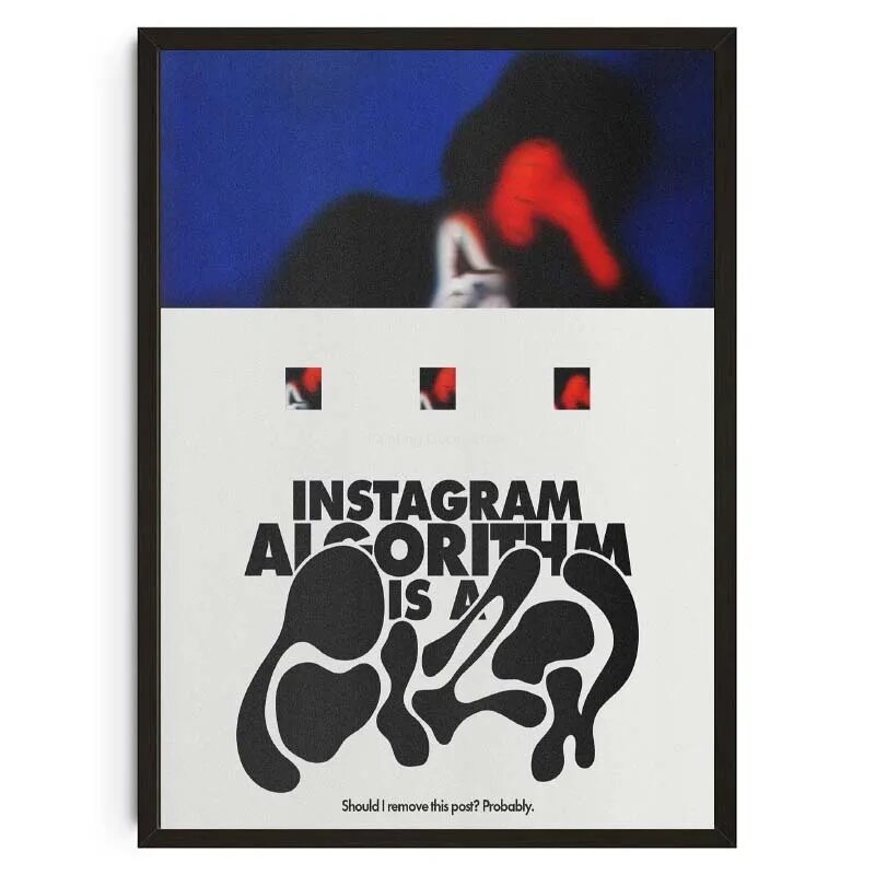 Черный постер "Instagram Algorithm" 30x42см без рамки