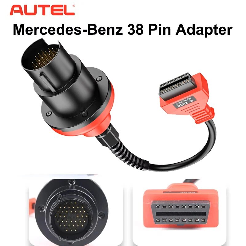 Адаптер Autel для Mercedes Benz, 38-контактный, не OBD II, 38-контактный штекер на 16-контактный разъем, для сканеров Autel MS908, MS906