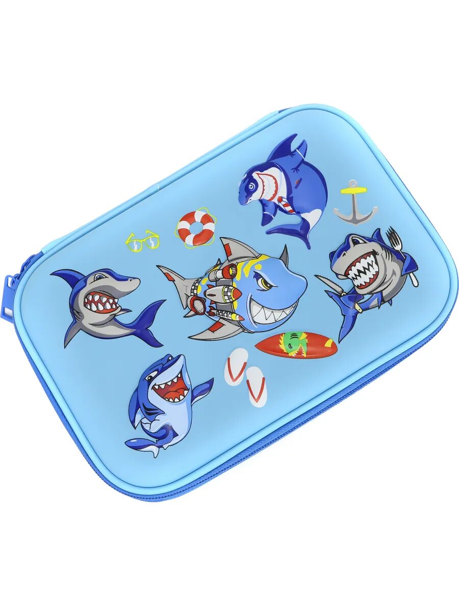 Пенал с откидной планкой "FUNNY SHARKS" (M-9497)