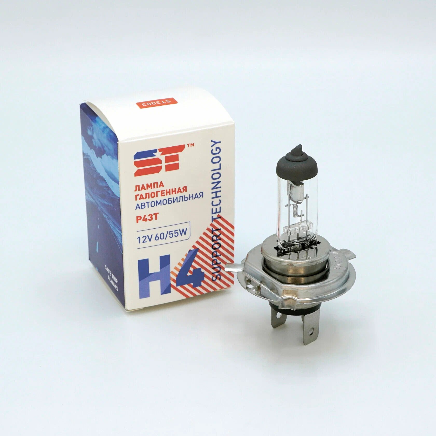 Лампа автомобильная галогенная 12 В H4 60/55 Вт Р43; Support Technology (ST)