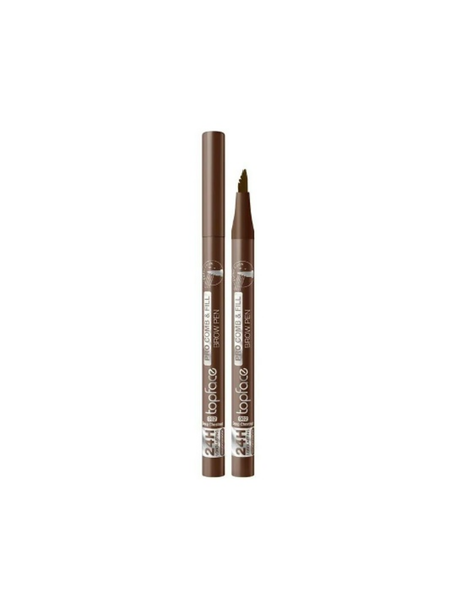 Подводка Topface Pro Comb & Fill Brow Pen, Фломастер для бровей, Deep Chestnut