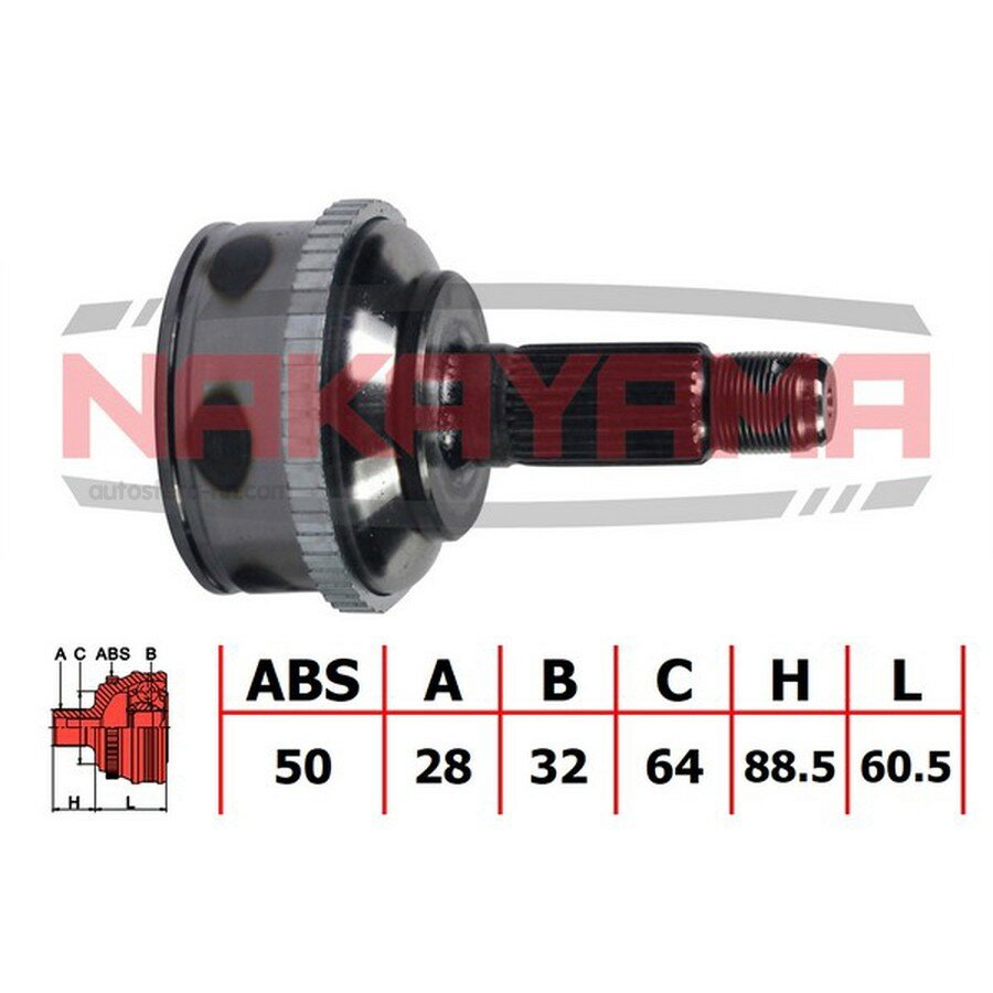 NAKAYAMA NJ319NY ШРУС внешн. к-кт HONDA ACCORD CF3/CF4/CF5/CL1/CL3 98-02 (28x32x149x64 ABS:50)