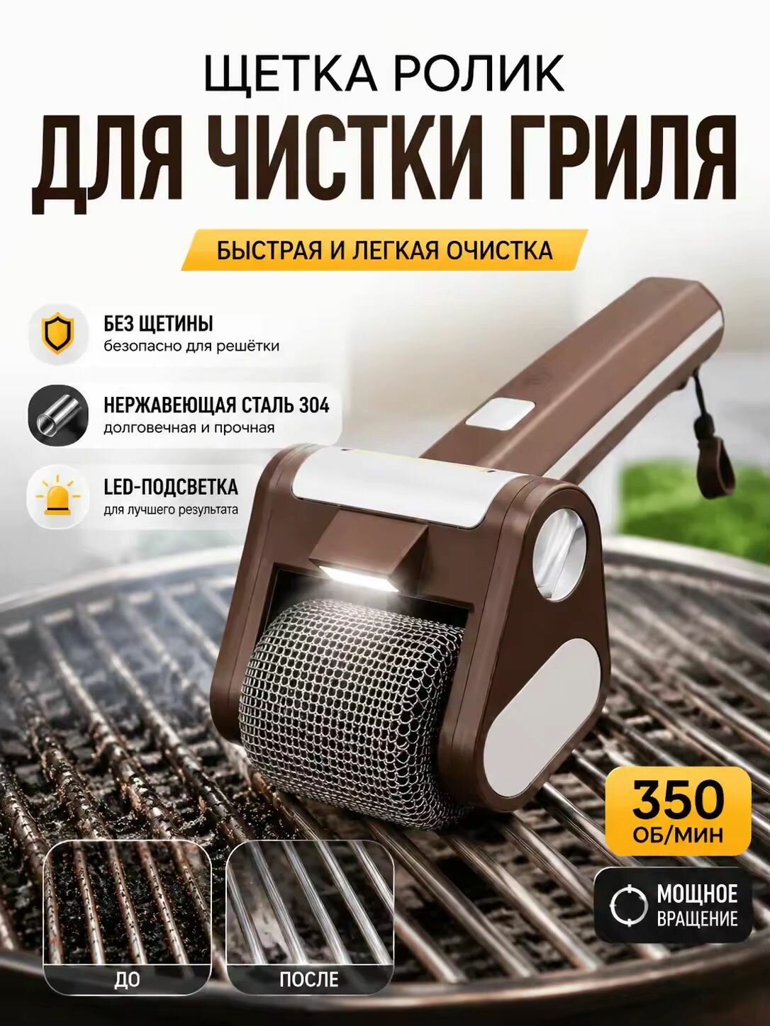 Щетка для чистки гриля, электрический, для барбекю, мангала и решетки, уход за грилем