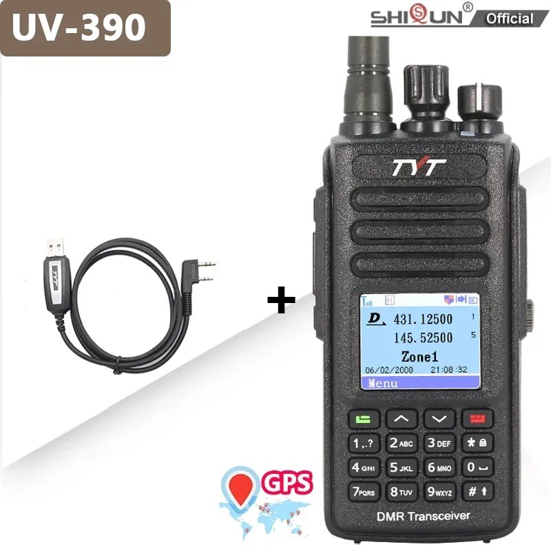 TYT MD-UV390 рация DMR цифровая рация IP67 водонепроницаемая двухполосная радио GPS UV-380 радиоприемник Upgrde Of MD-390 USB кабель для зарядки