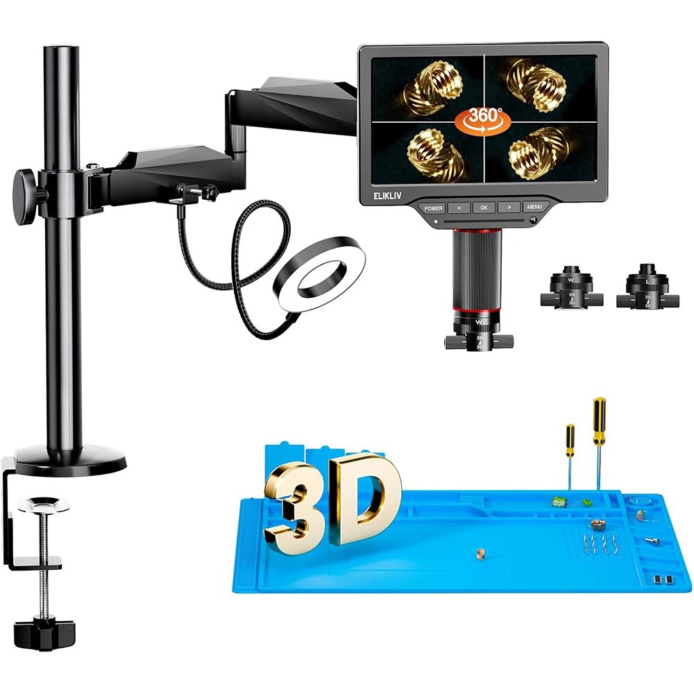 Elikliv EM3K-3D Max 3D цифровой микроскоп 10,1" 1500X-3000X