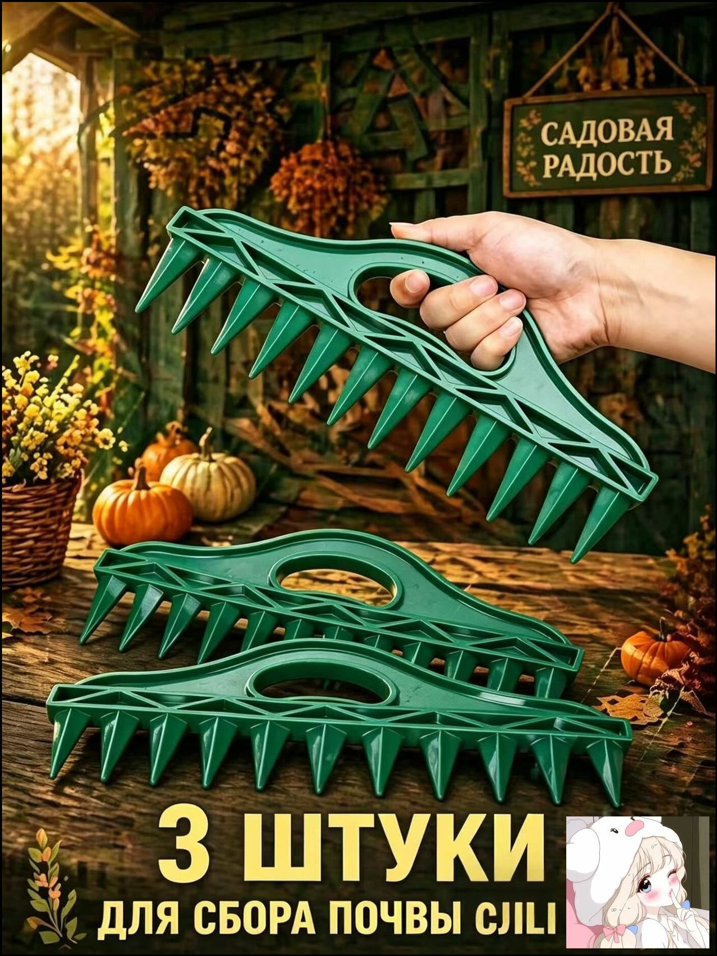 Грабли , Штыревые, Пластик, 1 см