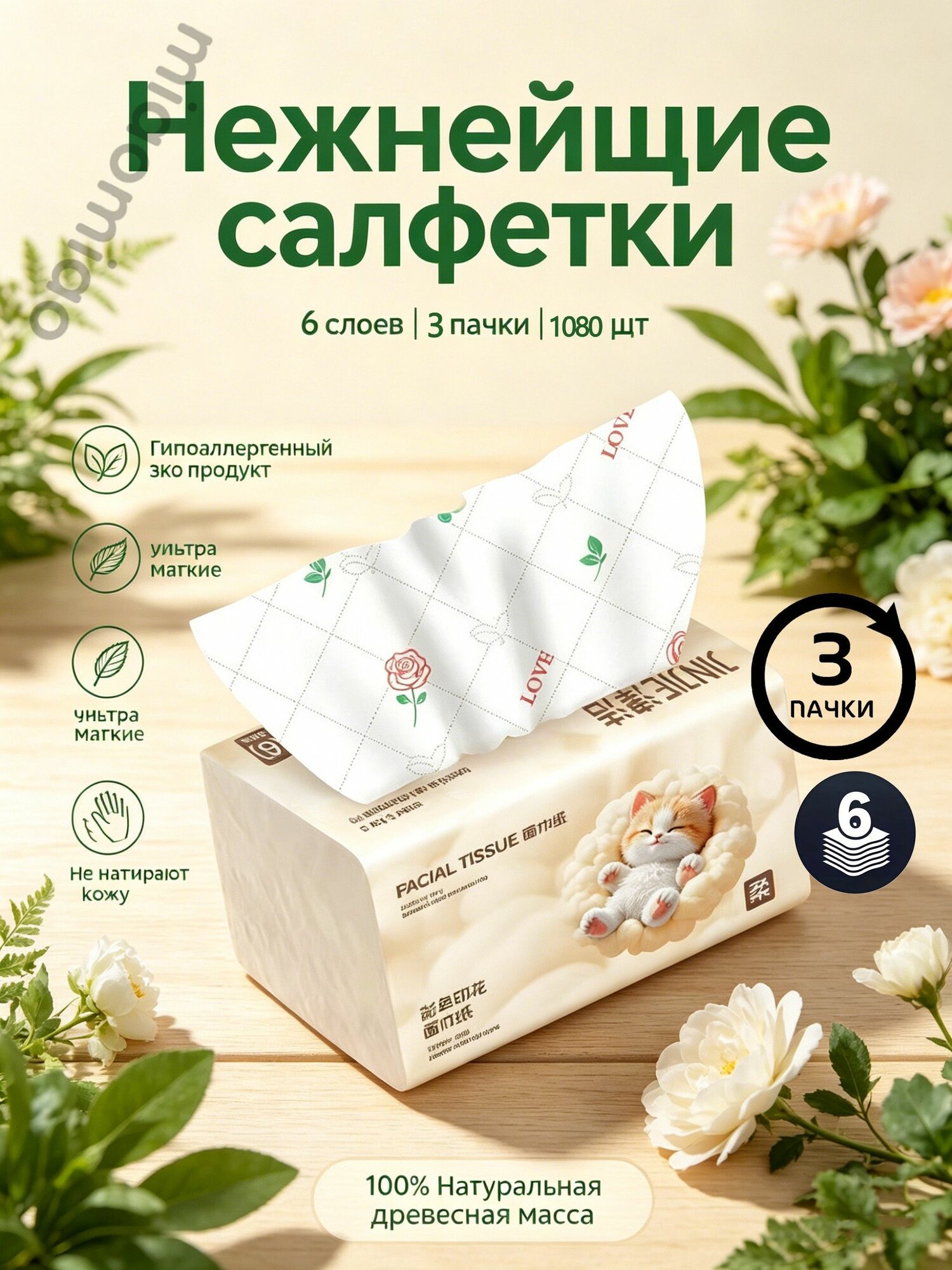 Бумажные салфетки, 360 шт.