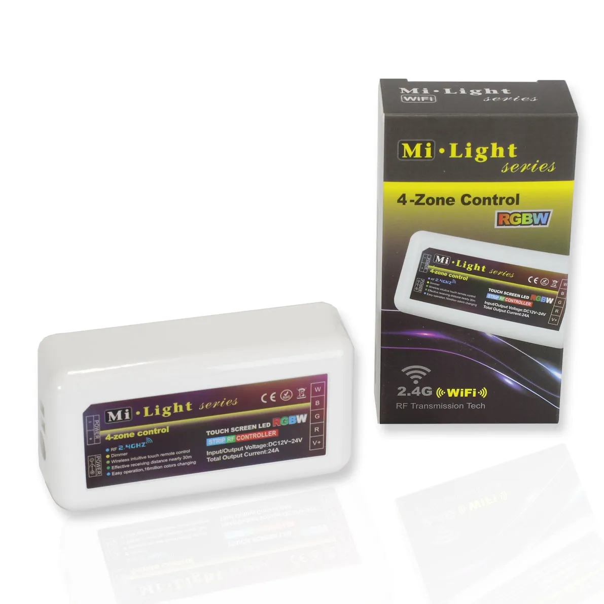 Лампы светодиодные ShopLEDs Rgbw-контроллер MI-2.4 (12/24V, 288/576W, 24A, Wi-Fi, 4 зоны)