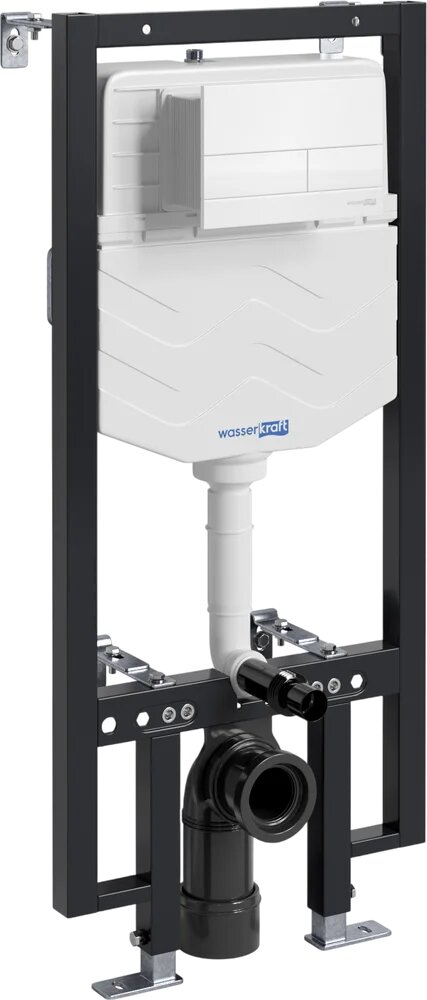 Инсталляция с кнопкой Wasserkraft Vils 56TLT.010. ME. WM04 50 см, крепление к стене/к полу, с регулировкой по высоте, кнопка для унитаза белая, матовая, с шумоизоляцией