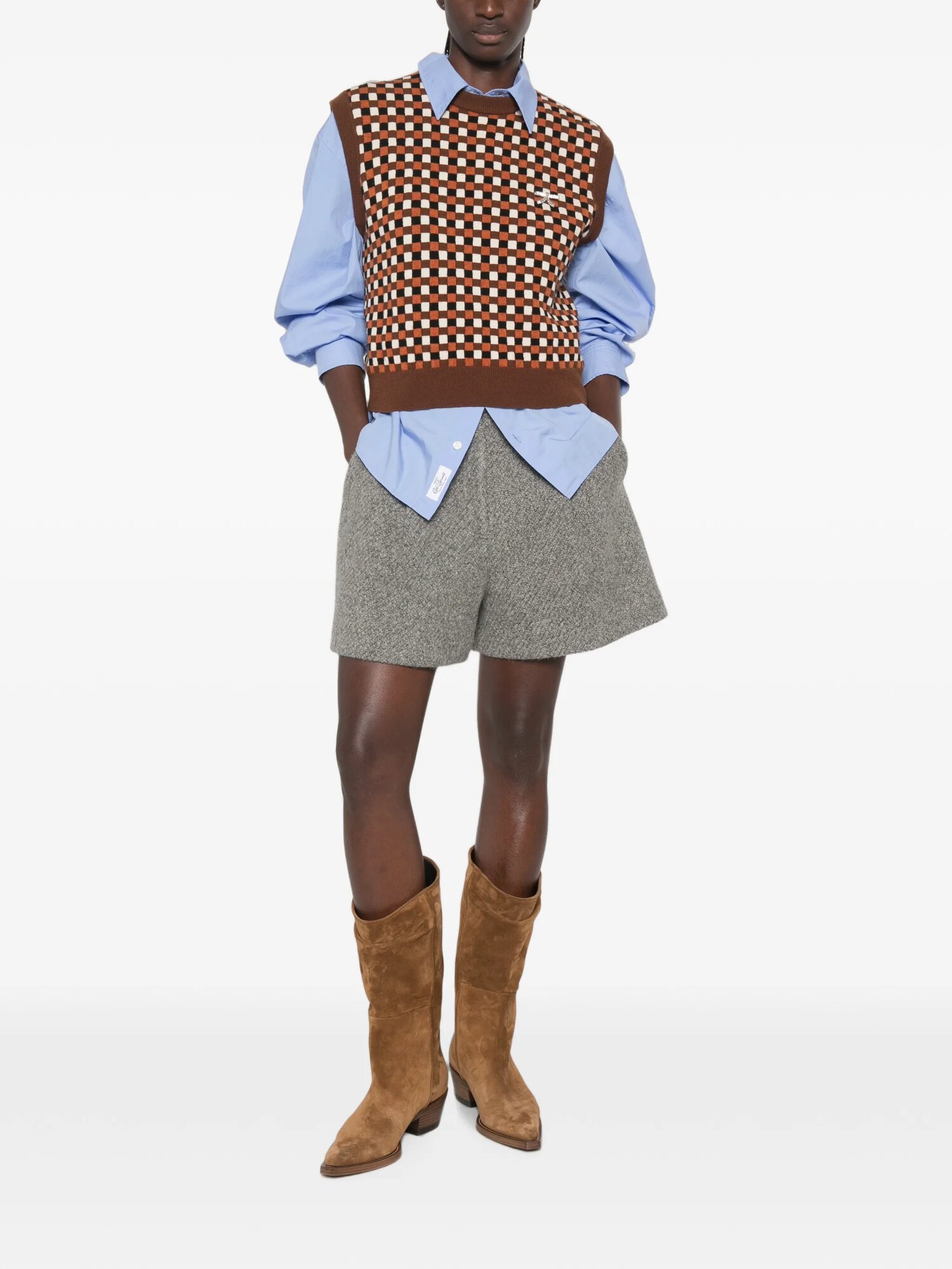 Шорты Golden Goose Tweed-effect pleated shorts, размер 40 — фото 1
