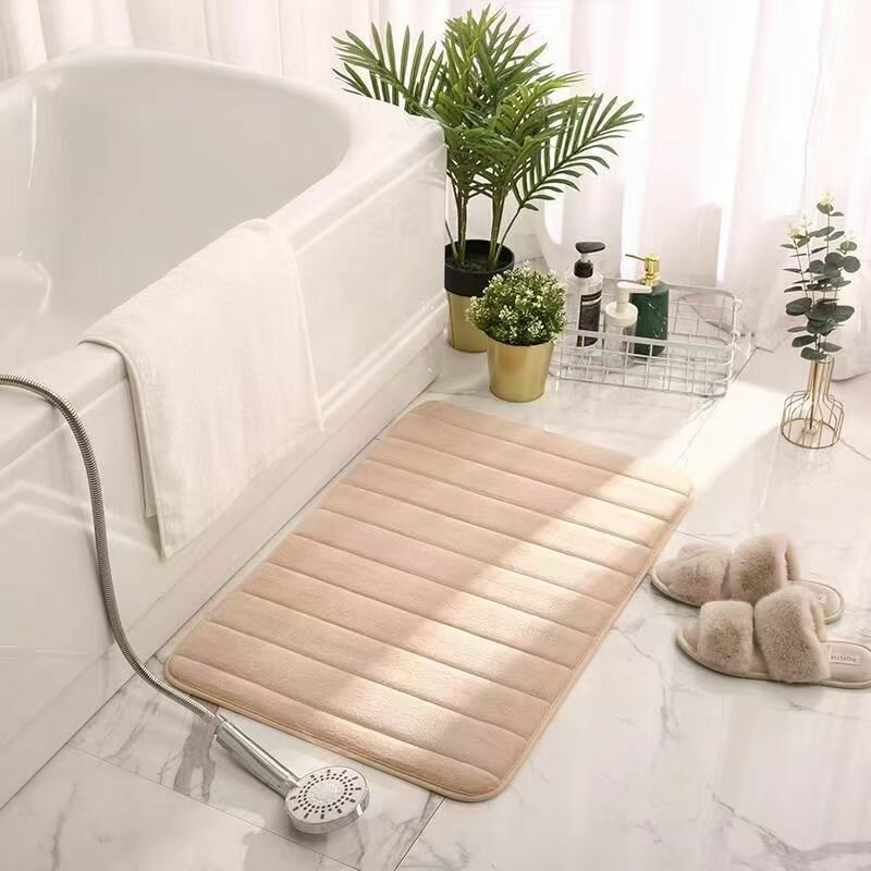 Коврик для ванной Carnero Home, 120x50 см, противоскользящий, из пенополиуретана и memory foam, бежевый