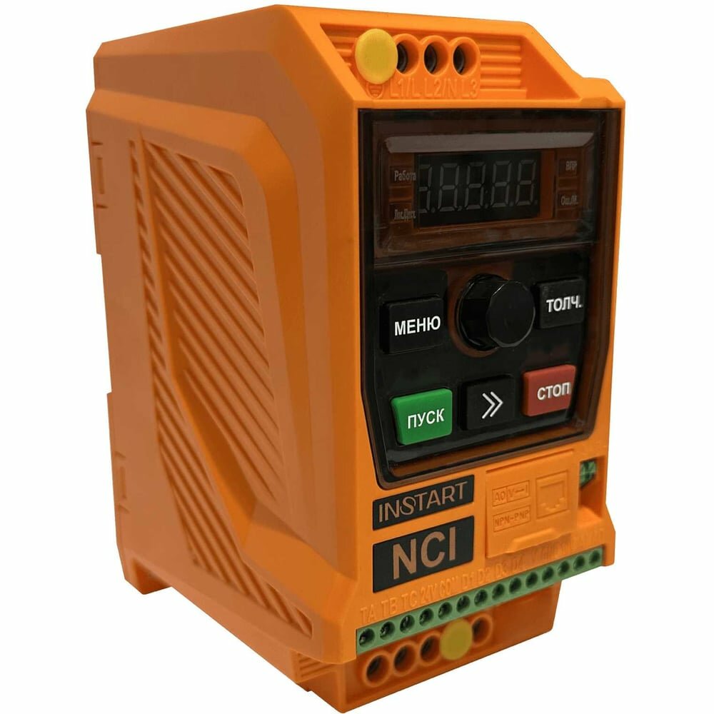 Преобразователь частоты INSTART NCI-G2.2-2B 2,2кВт, 9,6А вход 1~198-253В, 50/60Гц, выход 3~230 (220)В, встроенная панель (сьемная-опция), IP20, Modbus RTU 112000