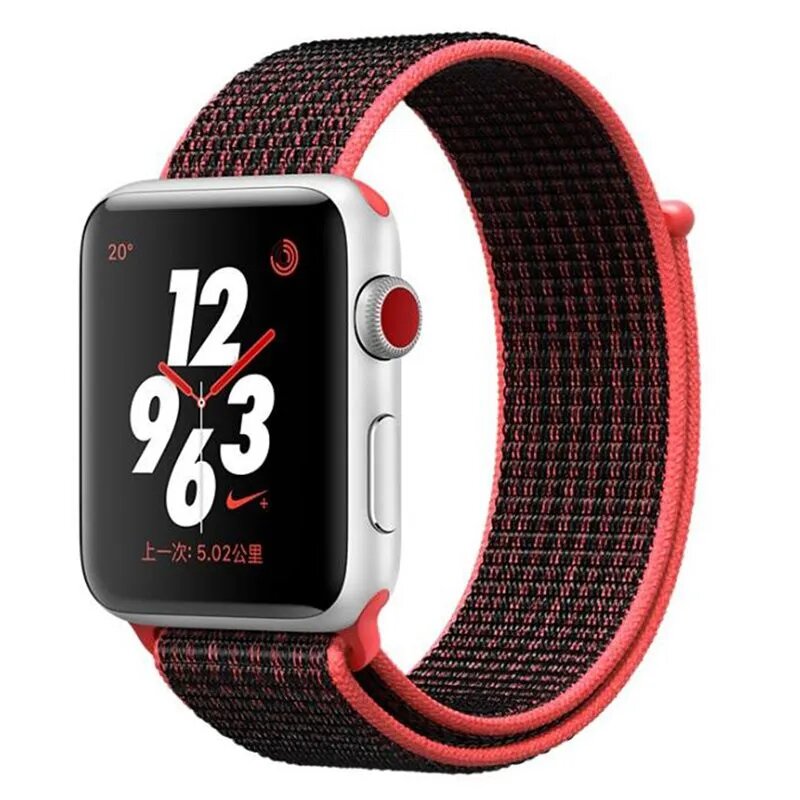 Нейлоновый ремешок для Apple Watch series 1-9 SE, SE 2 38-40-41 mm / Эластичный тканевый браслет на липучке
