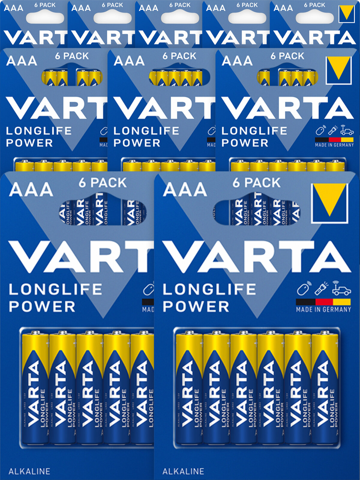 Батарейки ААА VARTA LongLife Power мизинчиковые алкалиновые 10 блистеров 60 шт