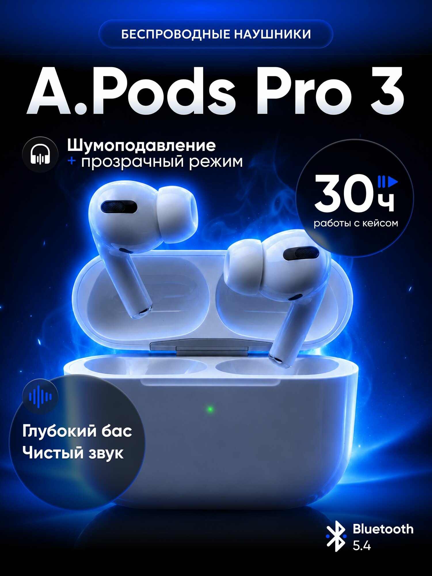 Наушники беспроводные A.Pods Pro 3 с шумоподавлением для телефона