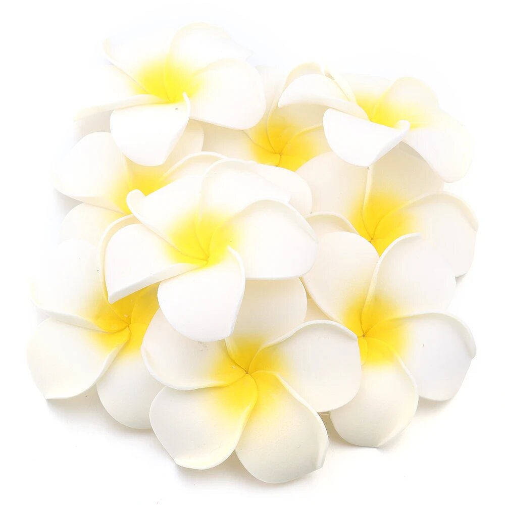 Искусственные цветы плюмерии для венков и украшений Белый, 5cm 10pcs, white
