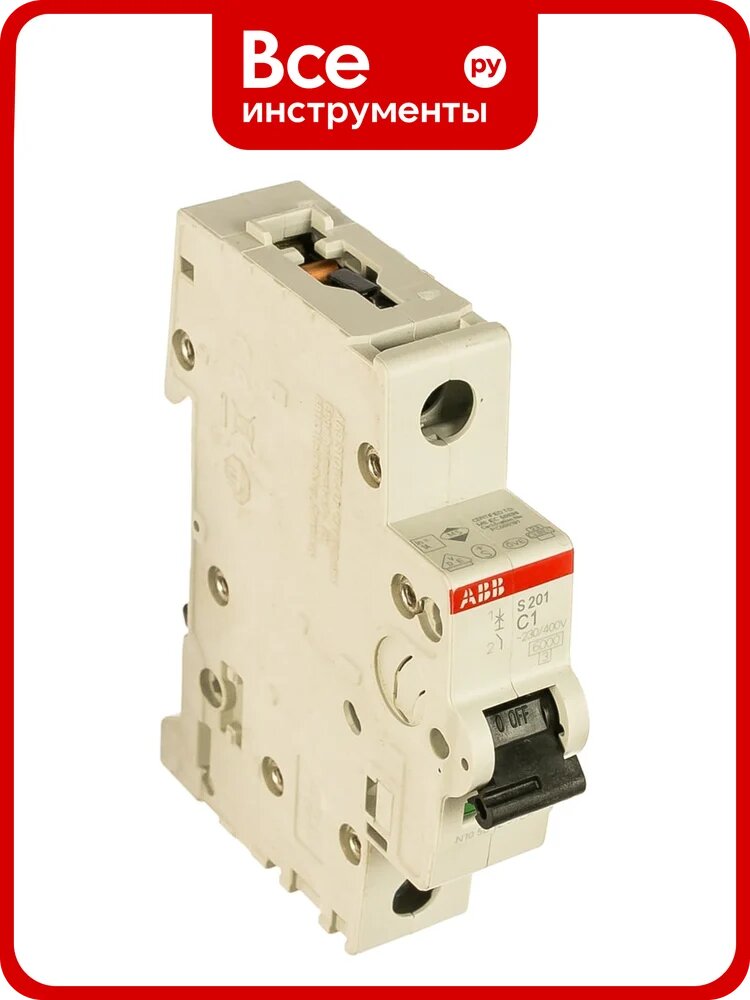 Автоматический модульный выключатель ABB 1п C S201 2CDS251001R0014, DIN‑рейка, серый корпус