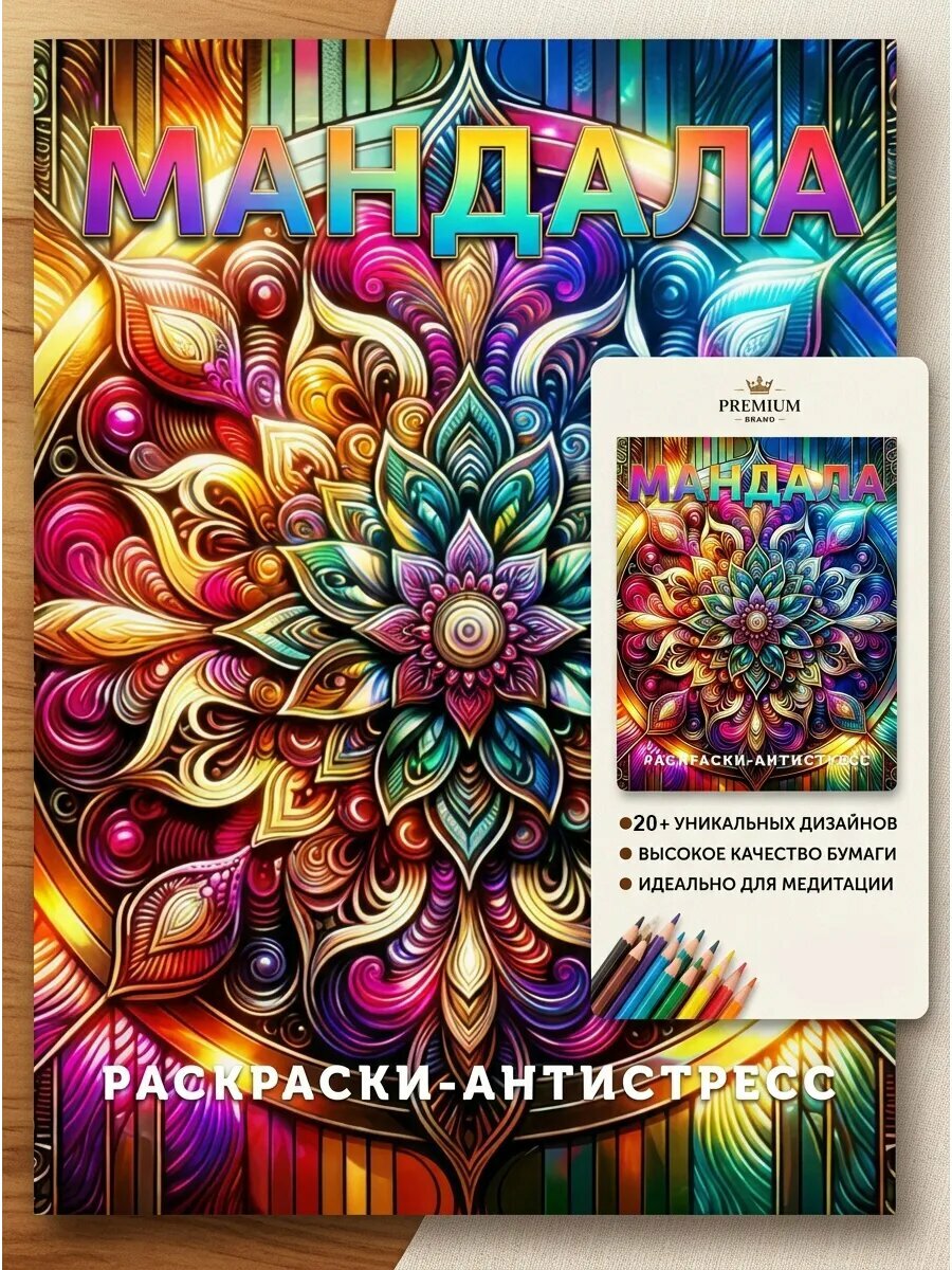 Раскраска-антистресс взрослая и для девочек Мандала