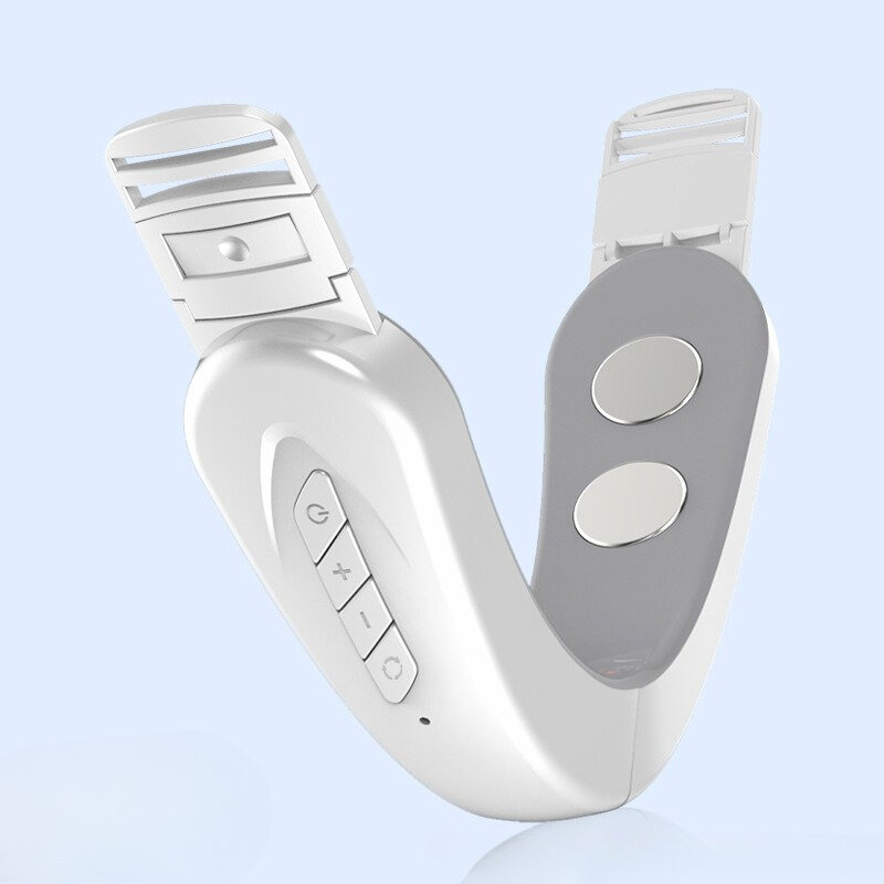 Умный электрический массажер для лица и шеи, перезаряжаемый через USB, аккумулятор 200 мАч, без запаха, белый