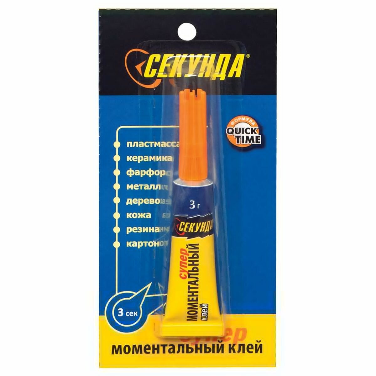 Клей универсальный Aviora "Секунда", моментальный, 3г, отрывная мультикарта (403-103), 12шт.
