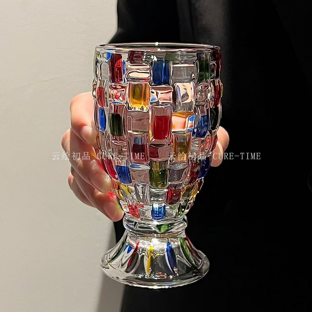 Стаканы MUSEN "Италия", хрустальное стекло, многоцветные, 200мл,1шт