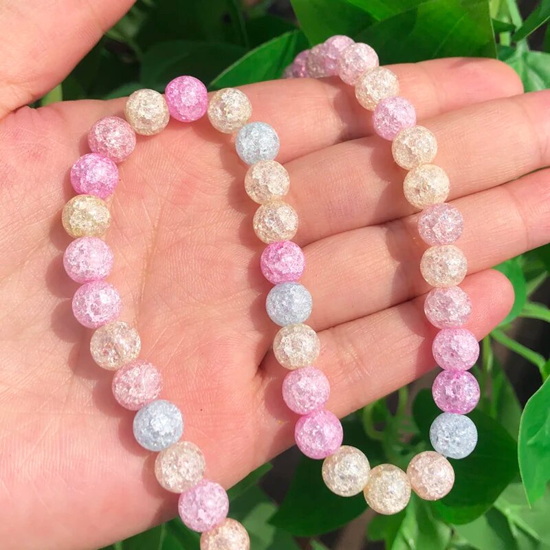 Натуральные белые хрустальные бусины TTUIJI 6/8/10 мм Розовый, 8mm 45pcs, colorful