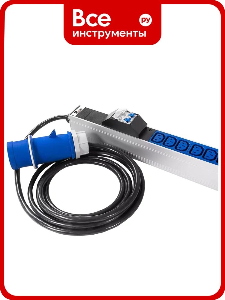 Блок силовых розеток Rem -32, вертикальный, неуправляемый, IEC 60320 С13x36, IEC 60320 С19x6, вход IEC 309, шнур 3 м, 1863мм, однофазный 32А, автомат + индикатор, алюминий R-32-36C13-6C19-A-I-1820-3-2P