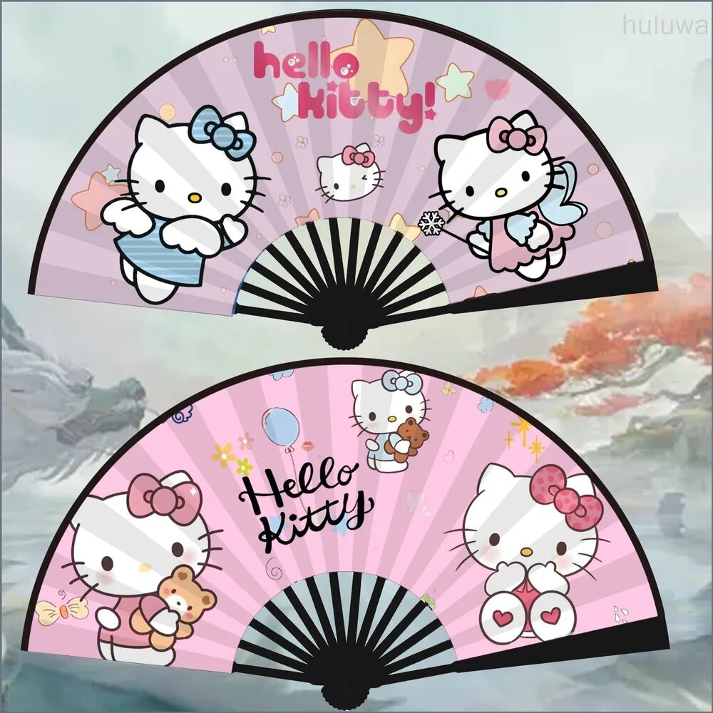 Ручной вентилятор Hello Kitty складной двусторонний — фото 1