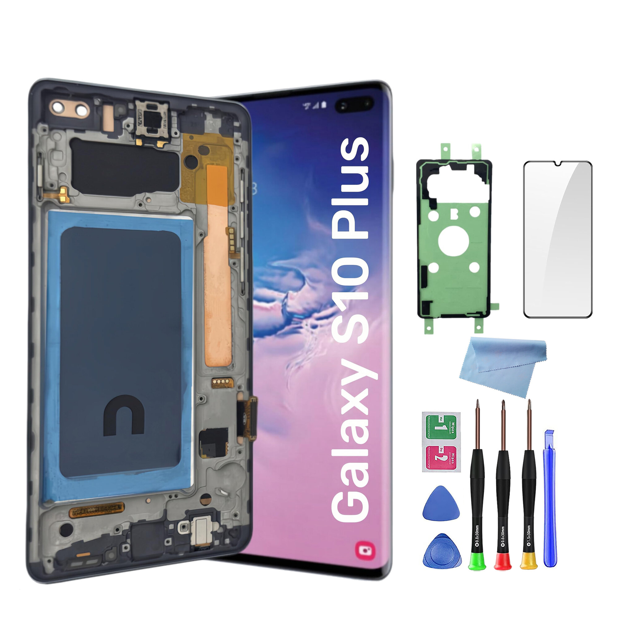 Замена экрана LCD для Samsung Galaxy S10 Plus SM-G975U с рамкой, в комплекте инструменты для ремонта