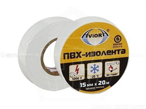 Изолента пвх (15мм*20м) aviora белая (305-060)