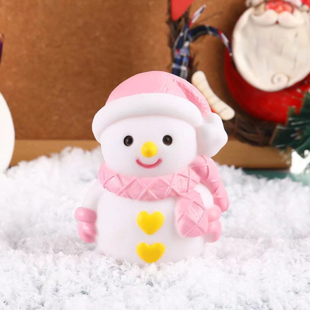 Елочная игрушка снеговика с подсветкой для спальни, 7.1x5.7x10.2 см, розовый