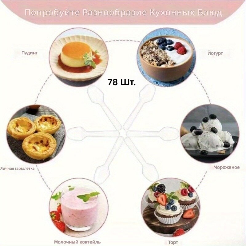 Прозрачные мини-ложки для мороженого, желе, пудинга и йогурта, 78 шт, для дома, пикников и ресторанов.