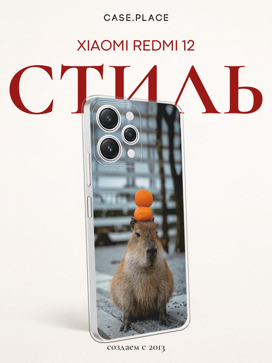 Чехол на Xiaomi Redmi 12 / Редми 12 с принтом Капибара медитирует