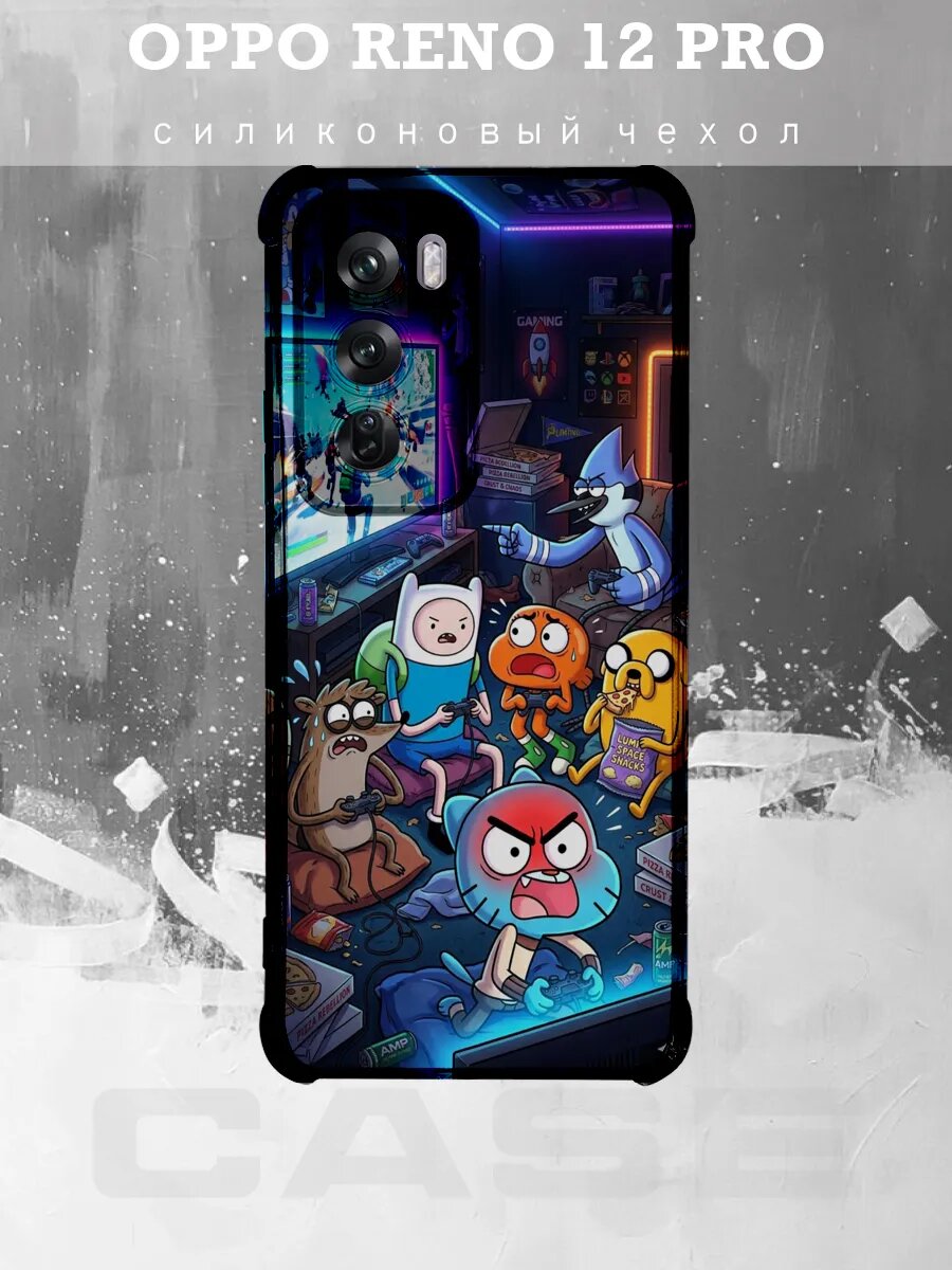 Чехол на Oppo Reno 12 Pro с принтом мультяшные герои в игров